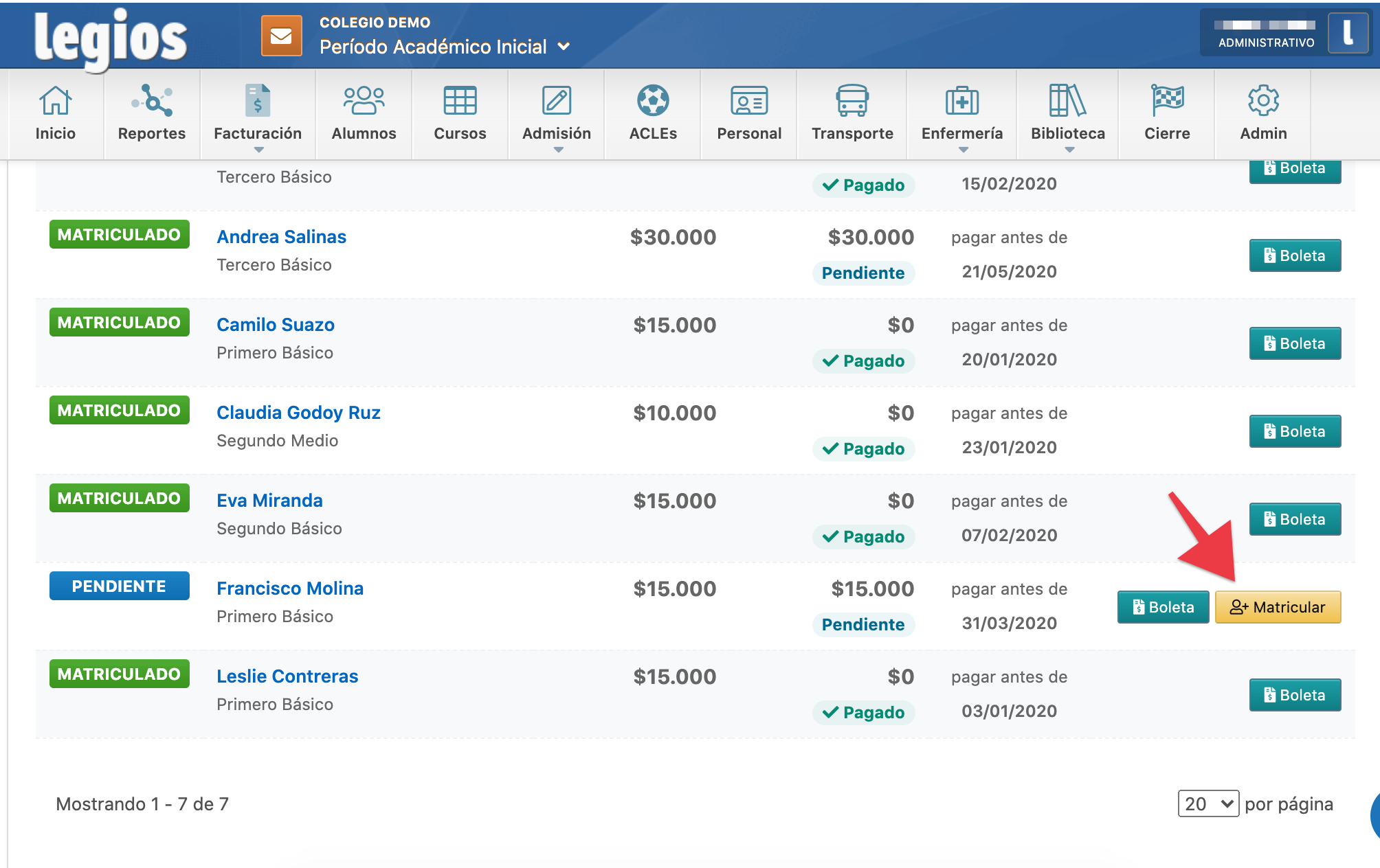 ¿Cómo matriculo a un alumno? – Legios